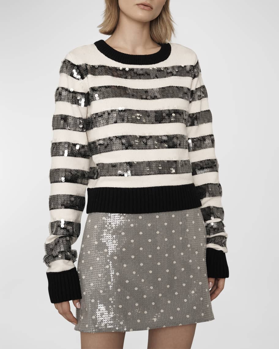 Le Superbe Sailor Shine Sequined Stripe Sweater | Neiman Marcus