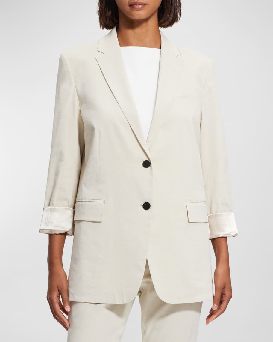 Theory Rolled-Sleeve Boyfriend Jacket | Neiman Marcus
