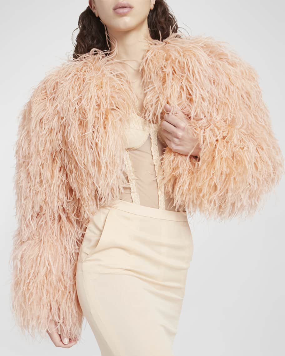 Dolce&Gabbana Ostrich Feather Crop Jacket | Neiman Marcus