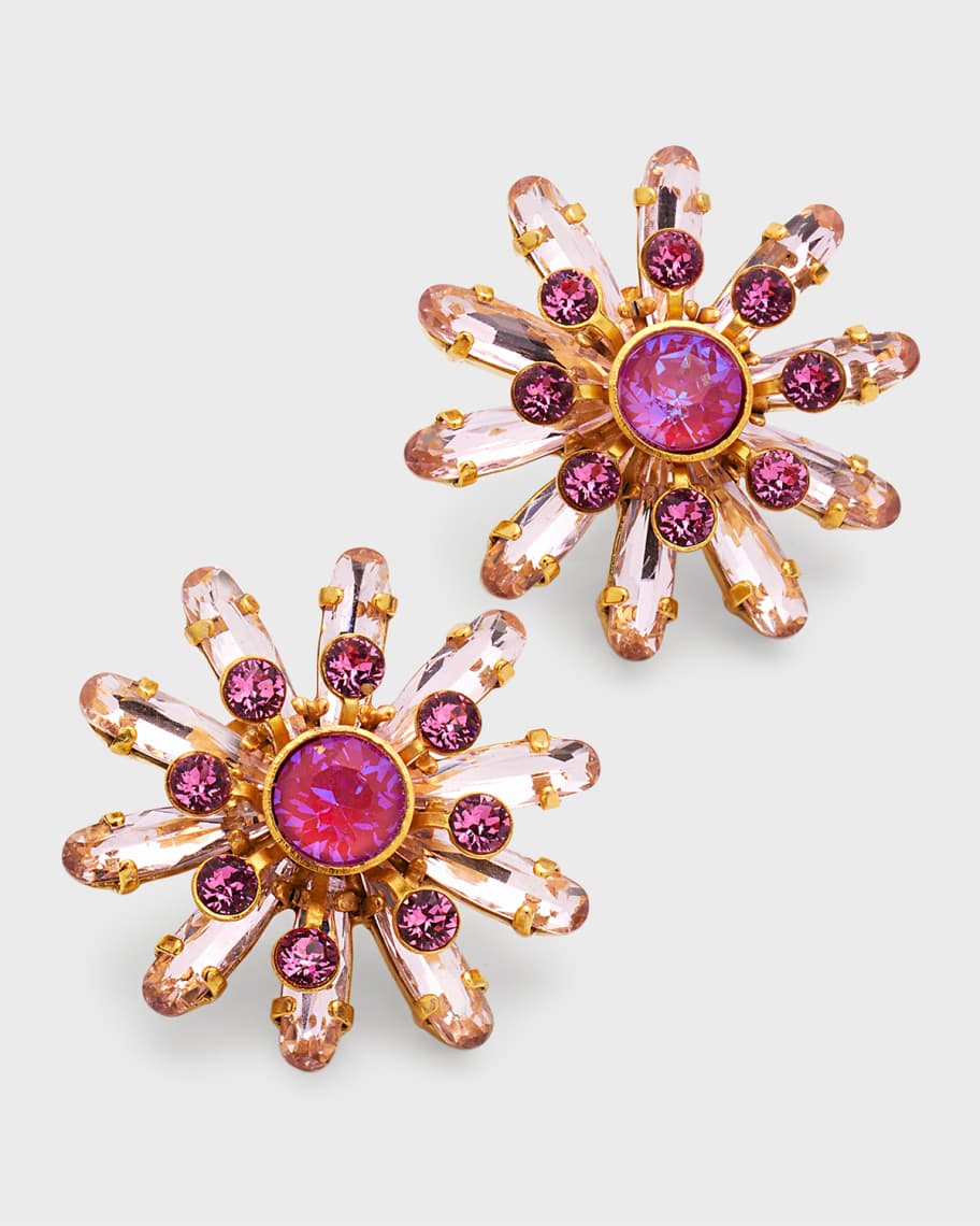 Elizabeth Cole Clover 24K Gold Plated Crystal Stud Earrings | Neiman Marcus