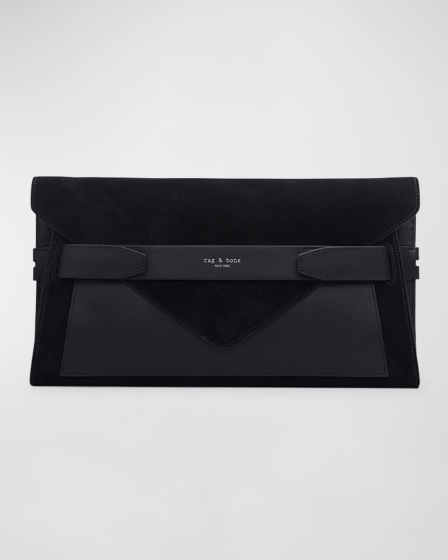 Rag & Bone Field Envelope Flap Suede Clutch Bag | Neiman Marcus