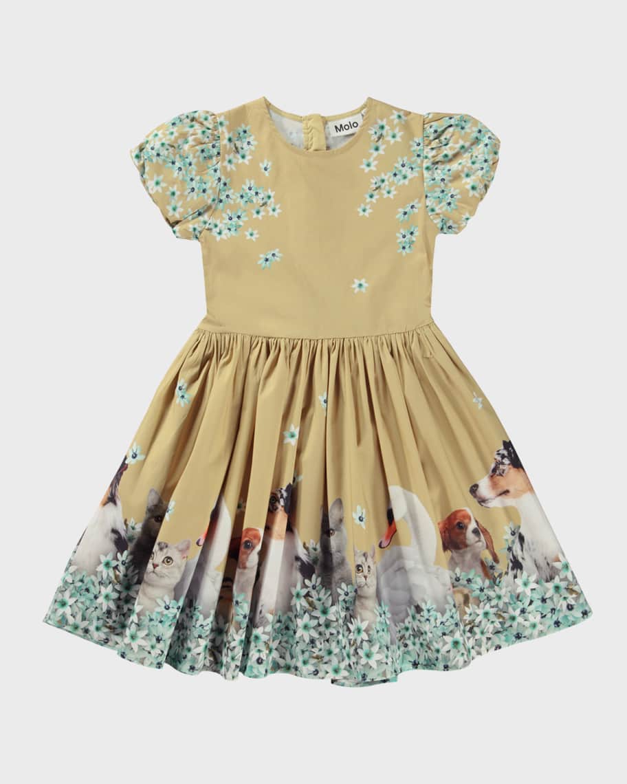 Molo Girl's Cyrilli Playful Floral & Animal-Print Dress, Size 2-6 ...