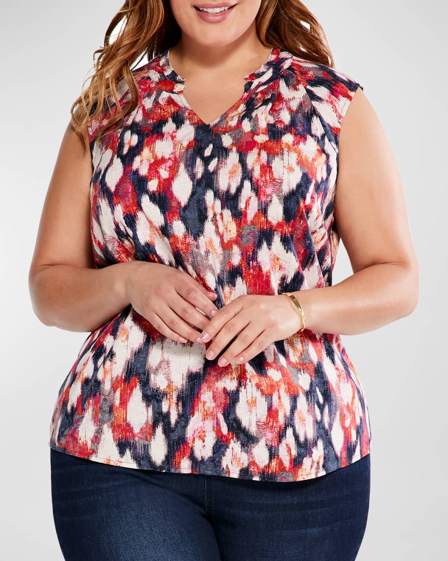NIC+ZOE Plus Plus Size Ikat-Print Live-In Tank | Neiman Marcus