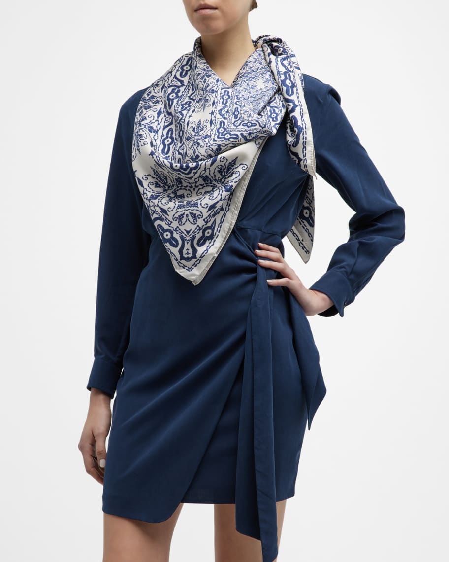 Max Mara Monochrome Logo Silk Scarf | Neiman Marcus