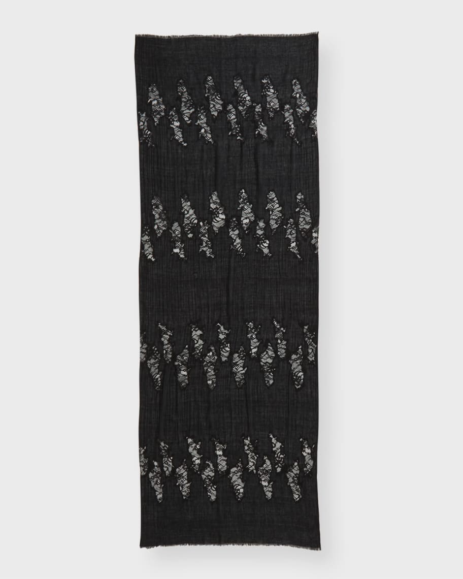 Bindya Lace Silk-Wool Evening Wrap | Neiman Marcus