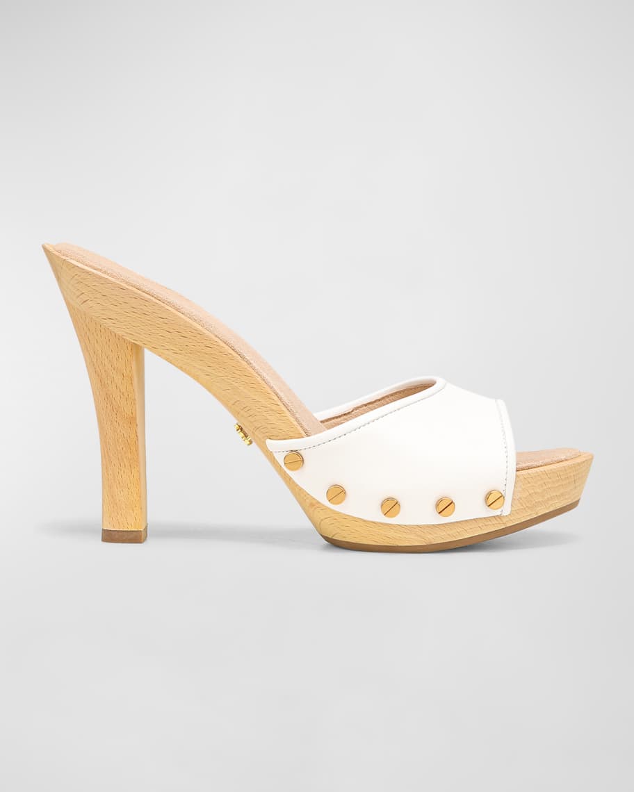 Veronica Beard Layne Leather Slide Clog Sandals | Neiman Marcus