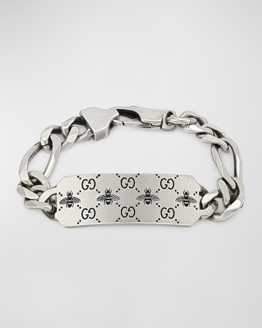 Gucci Men's GG and Bee Chain ID Bracelet | Neiman Marcus