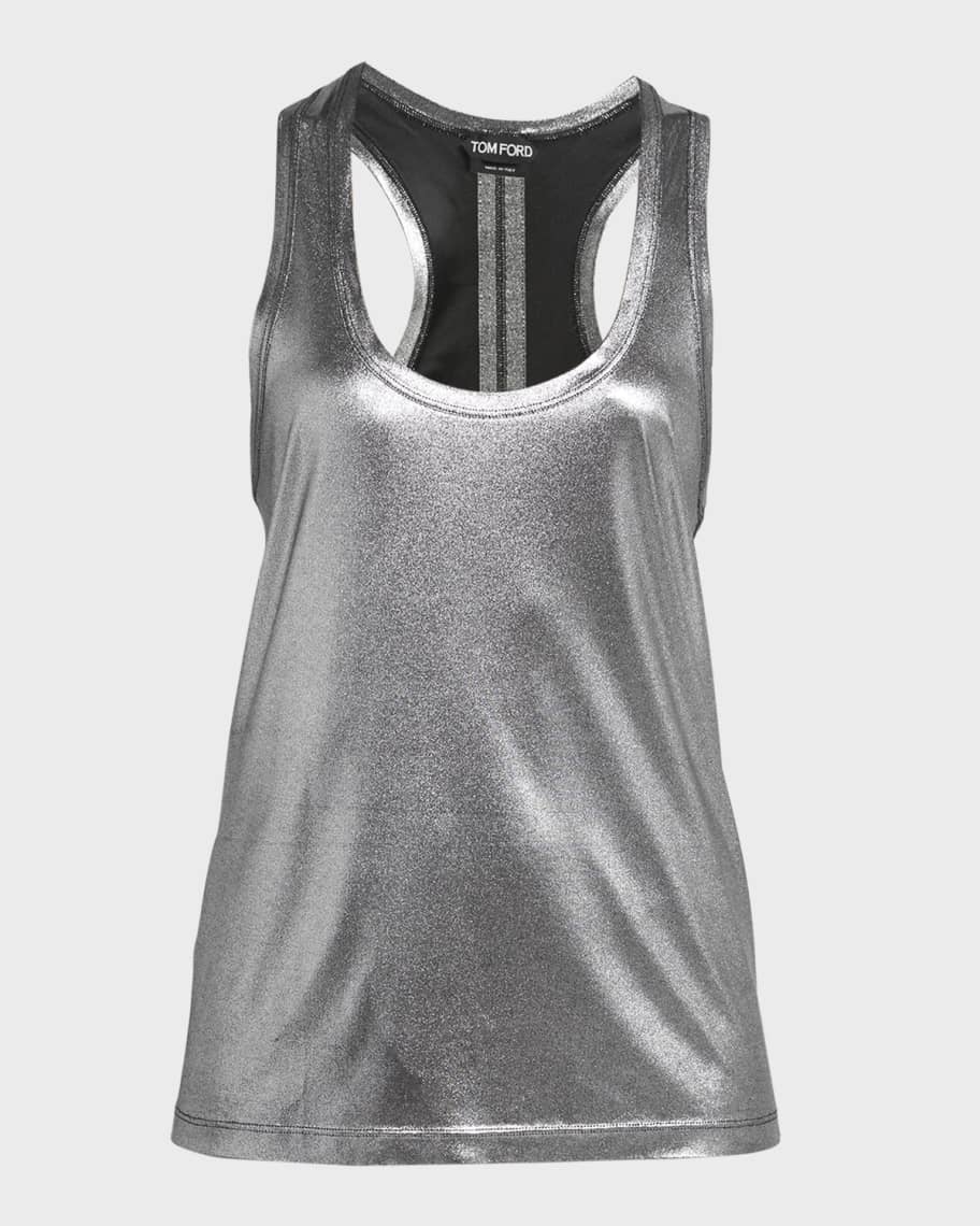 TOM FORD Laminated Fluid Jersey Racerback Tank Top | Neiman Marcus