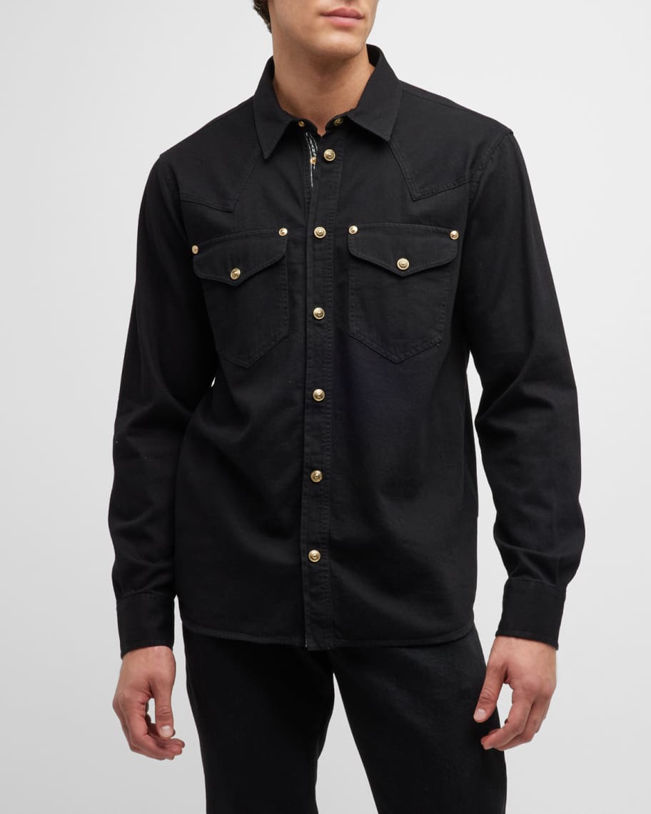 Versace Jeans Couture Men's Denim Shirt with Branded Buttons | Neiman ...