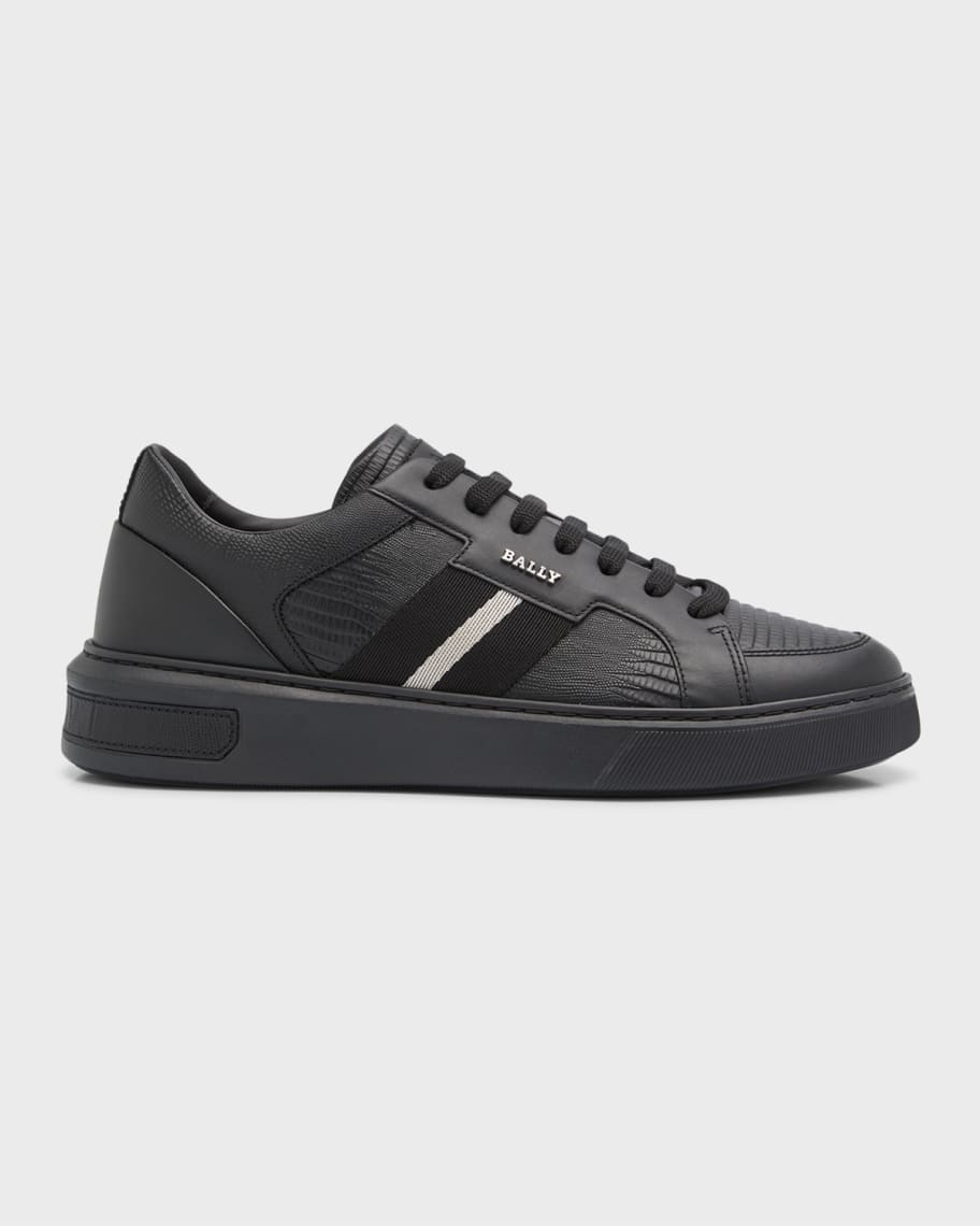 Bally Men's Moony Lizard-Embossed Leather Low-Top Sneakers | Neiman Marcus