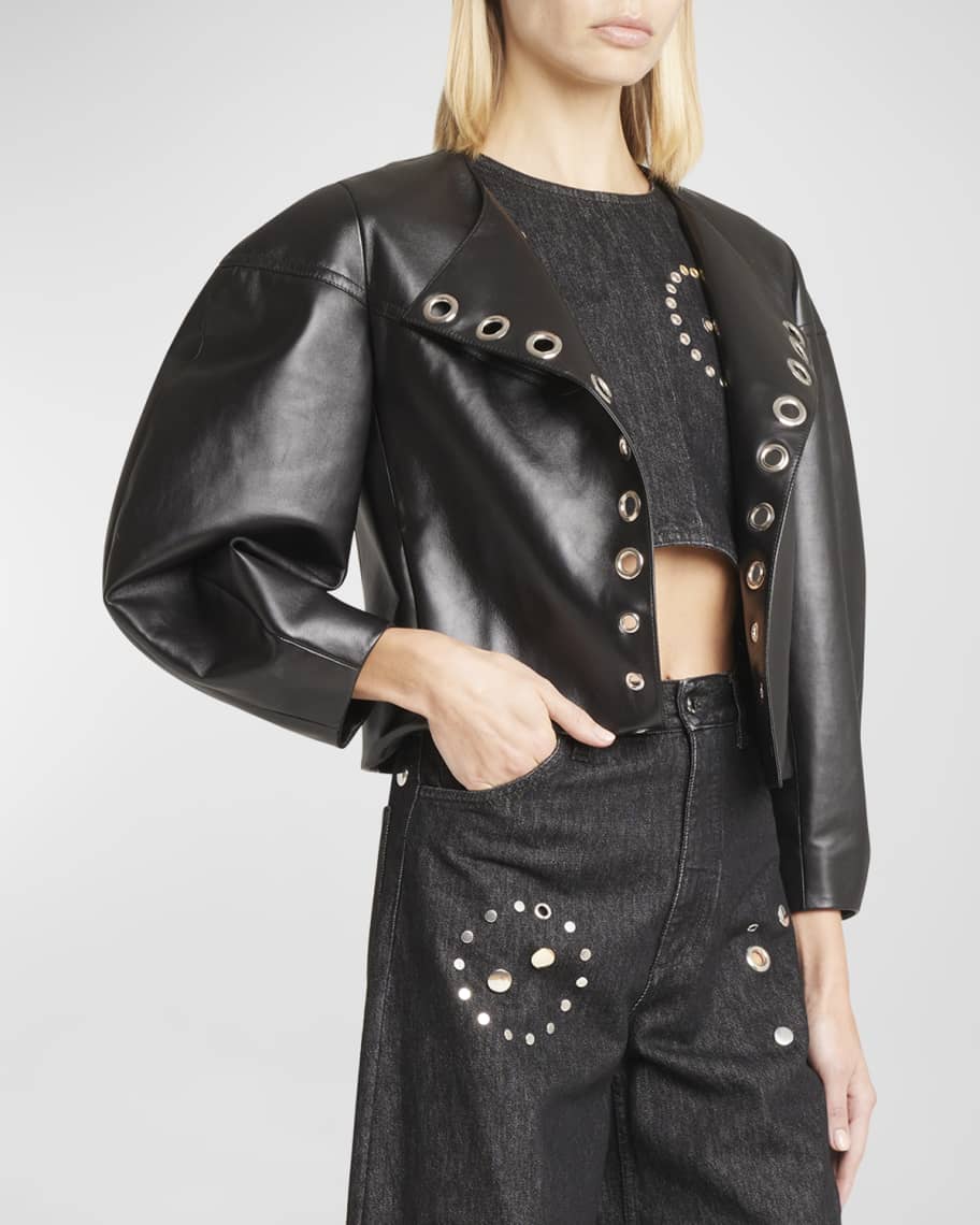 Chloe Leather Short Jacket With Grommet Detail | Neiman Marcus