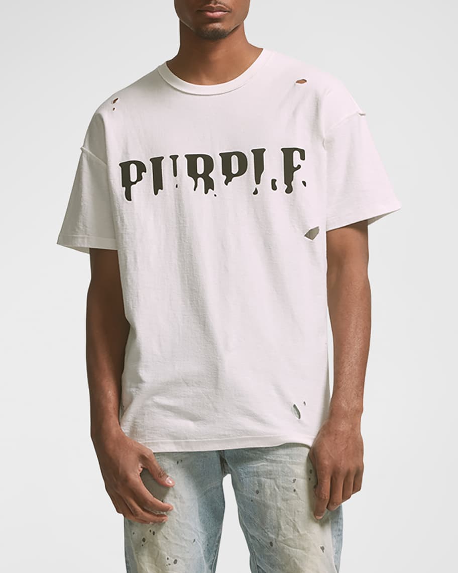 PURPLE Men's Inside-Out Textured Logo T-Shirt | Neiman Marcus