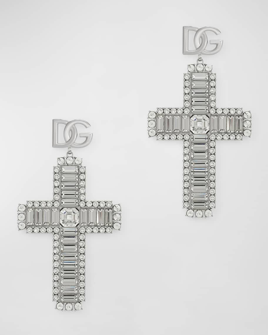Dolce&Gabbana DG Logo Cross Clip-On Earrings | Neiman Marcus
