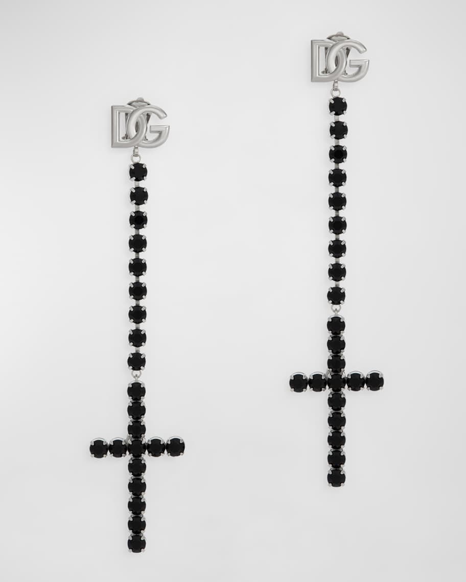 Dolce&Gabbana DG Logo Cross Pendant Earrings | Neiman Marcus