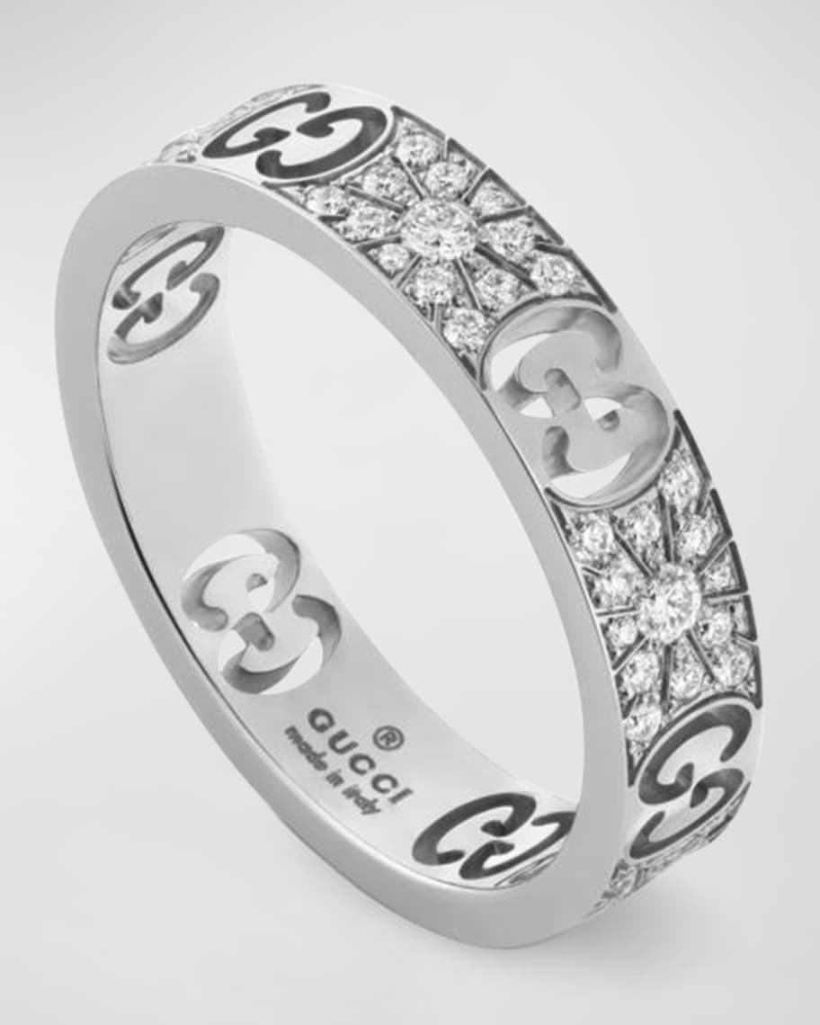 Gucci 18k White Gold Icon Stardust Diamond Ring | Neiman Marcus
