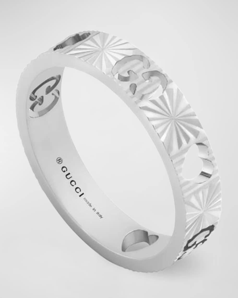 Gucci 18k White Gold Icon Heart Ring | Neiman Marcus