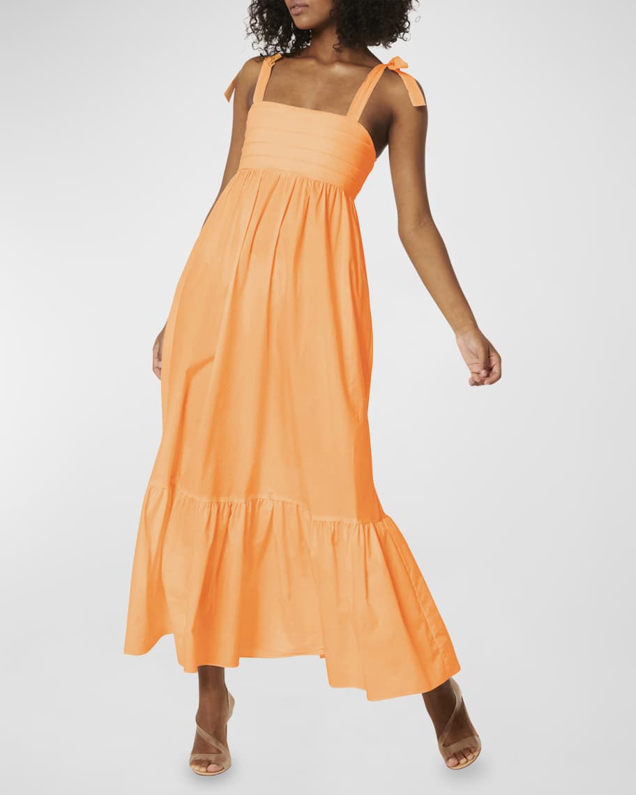 MISA Los Angeles Serafina Square-Neck Tie-Shoulder Maxi Dress | Neiman ...