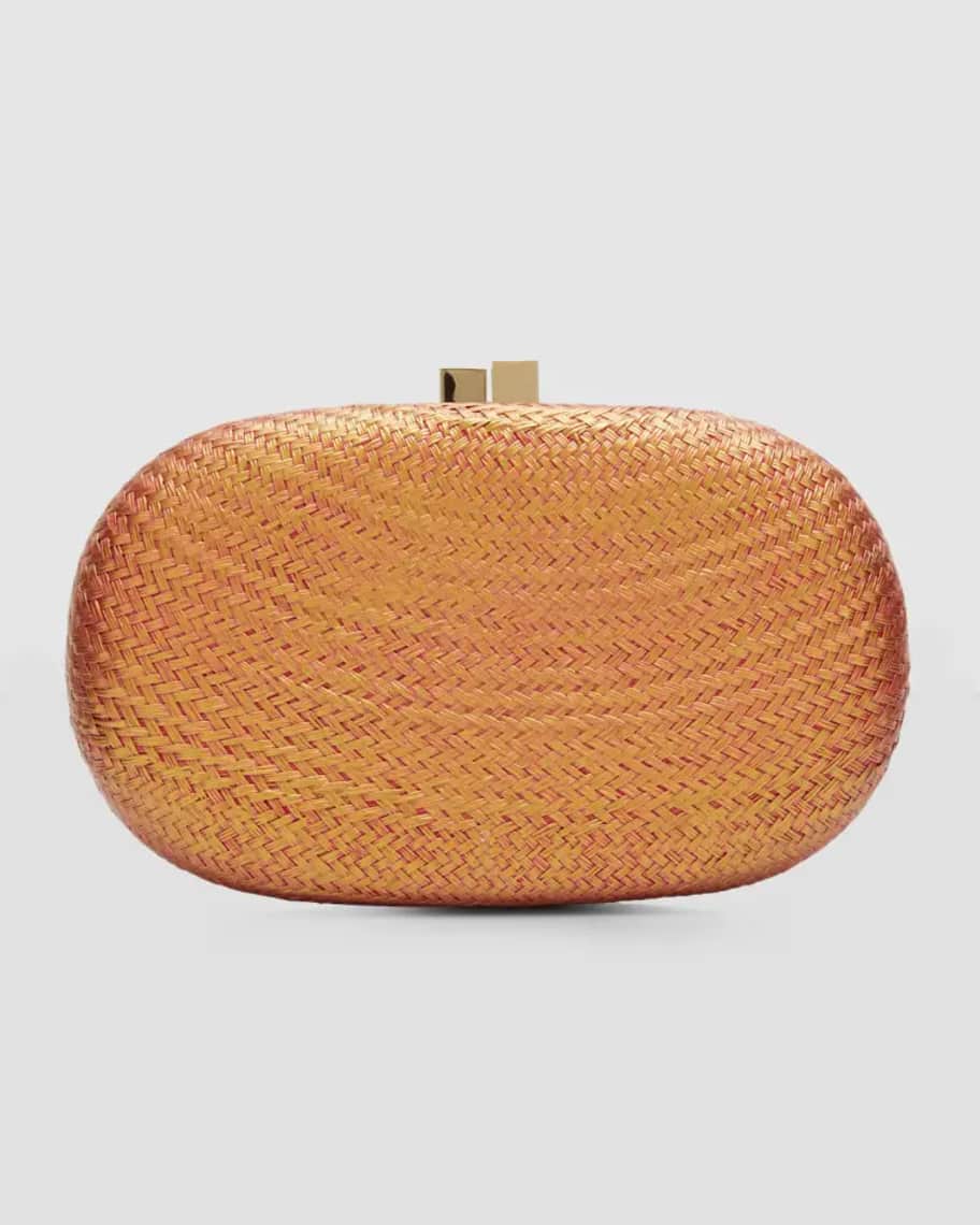 Serpui Olivine Bun Metallic Straw Clutch Bag | Neiman Marcus