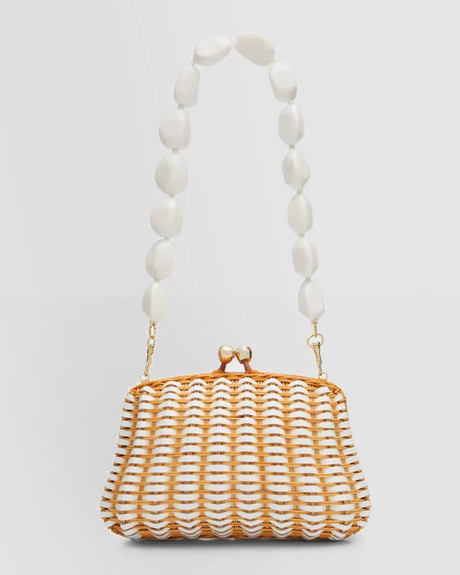 Serpui Blair Stone Wicker Clutch Bag | Neiman Marcus