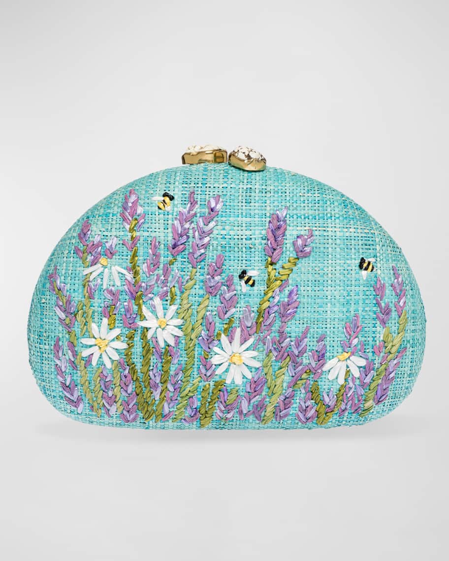 Rafe Berna Flower Straw Clutch Bag | Neiman Marcus