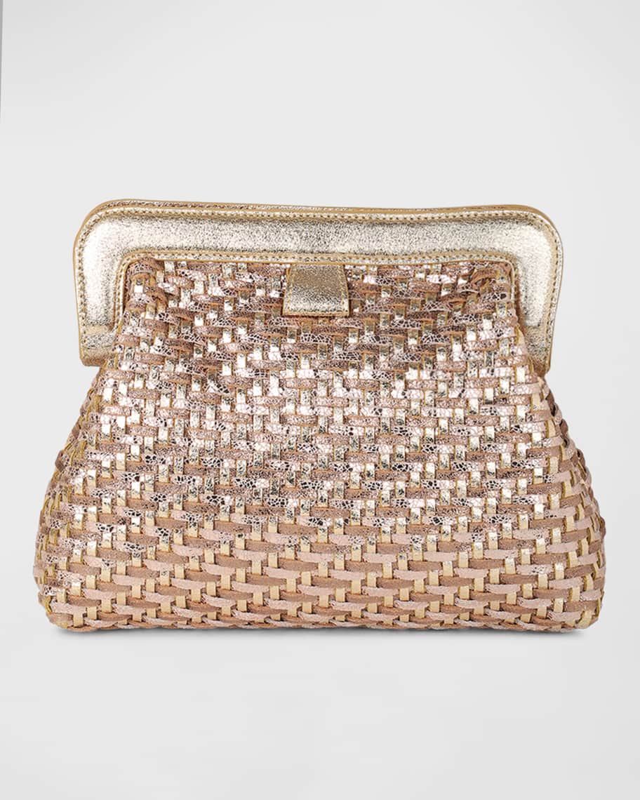 Rafe Fernanda Small Metallic Leather Clutch Bag | Neiman Marcus