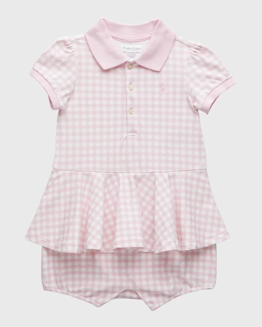 Ralph Lauren Childrenswear Girl's Gingham Peplum Shortall, Size 3M-24M ...