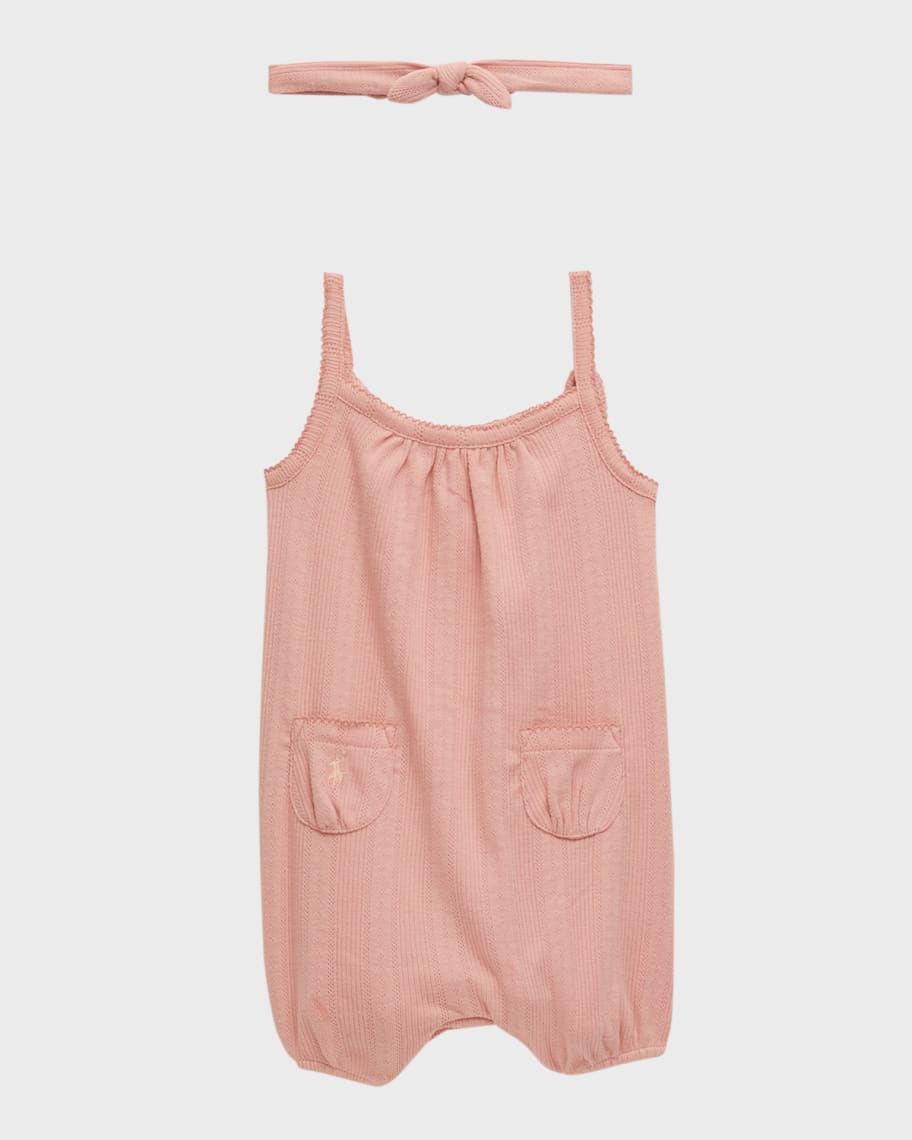Ralph Lauren Childrenswear Girl's Pointelle Shortall With Headband ...