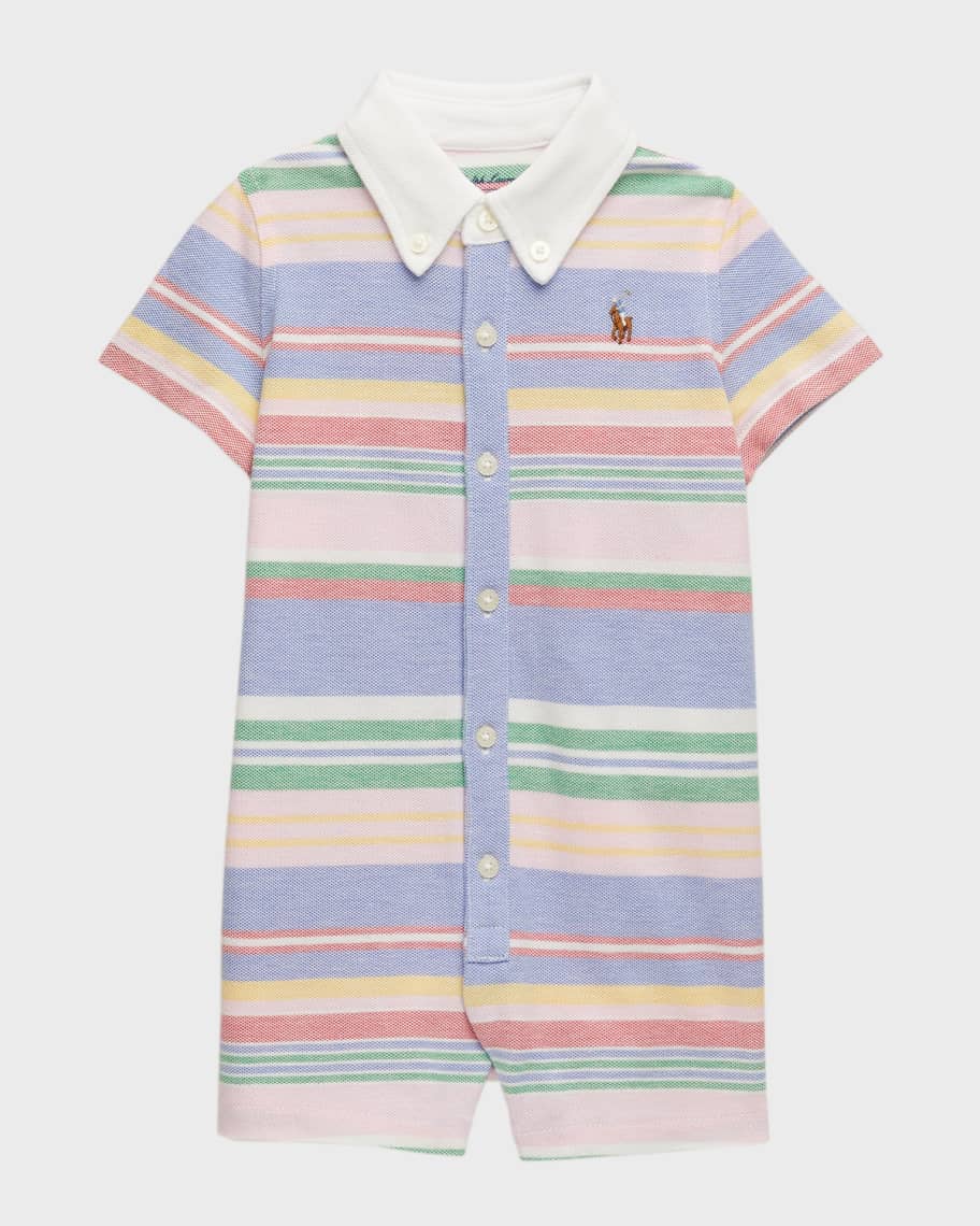 Ralph Lauren Childrenswear Boy's Oxford Mesh Striped Shortall, Size 3M ...