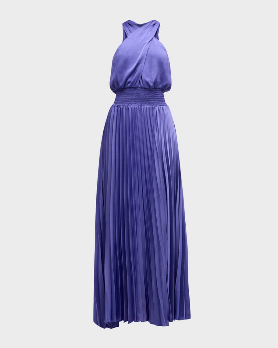 Ramy Brook Arina Pleated Halter Midi Dress Neiman Marcus