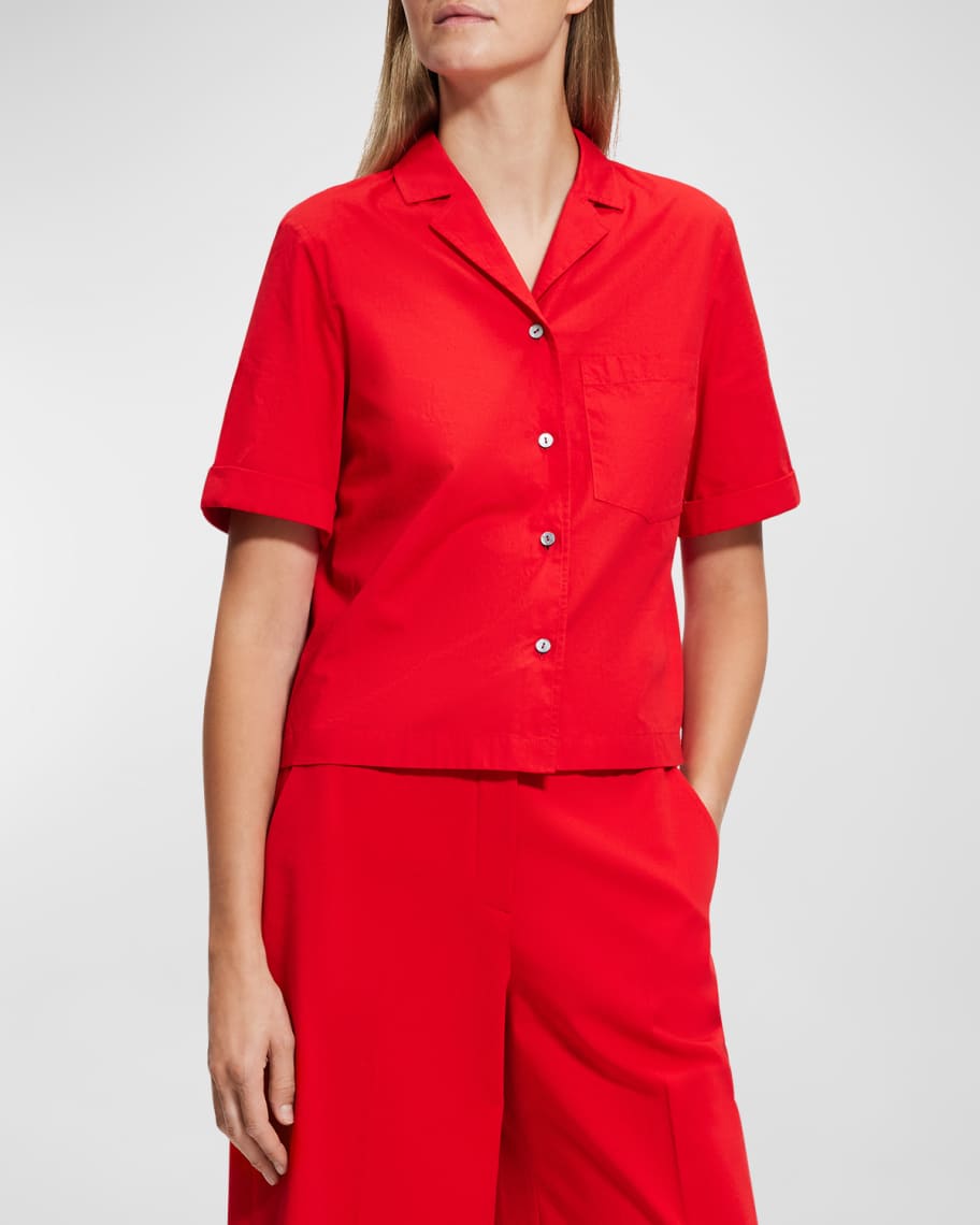 Theory Cotton-Blend Camp Shirt | Neiman Marcus