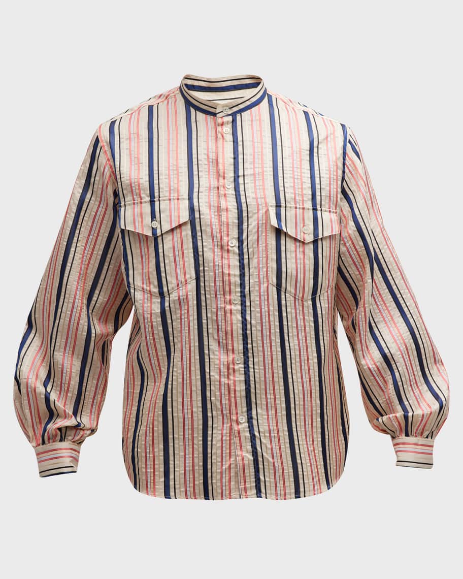 Bally Men's Multi-Stripe Silk Sport Shirt | Neiman Marcus