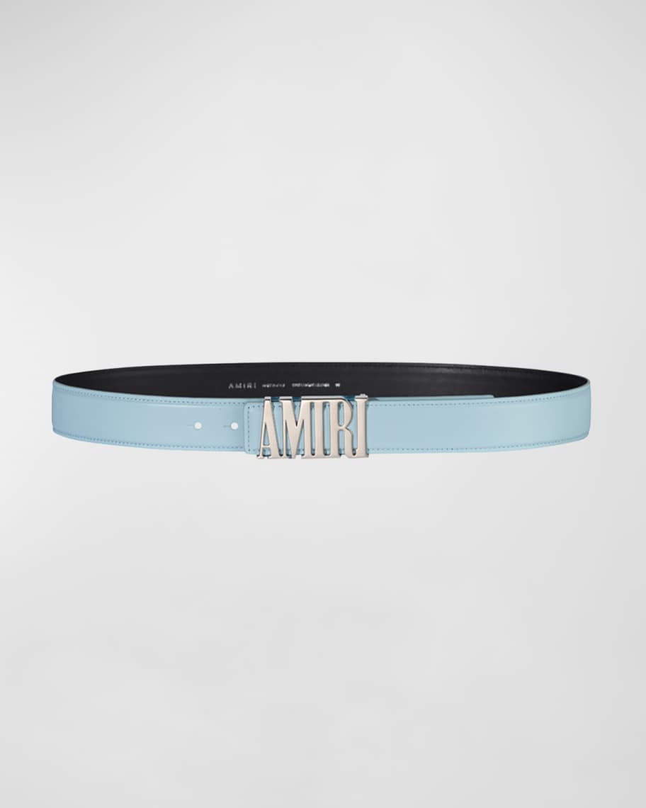 Amiri Men's Logo Buckle Leather Belt | Neiman Marcus