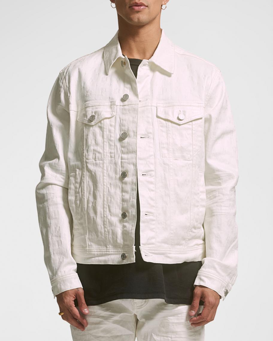 PURPLE Men's Film Monogram Jacquard Trucker Jacket | Neiman Marcus