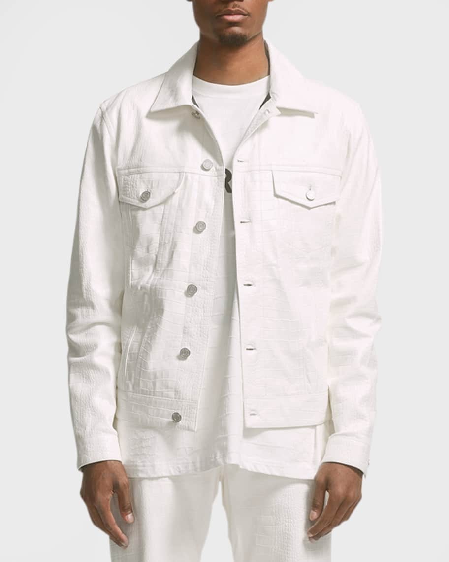 PURPLE Men's Leather Trucker Jacket | Neiman Marcus