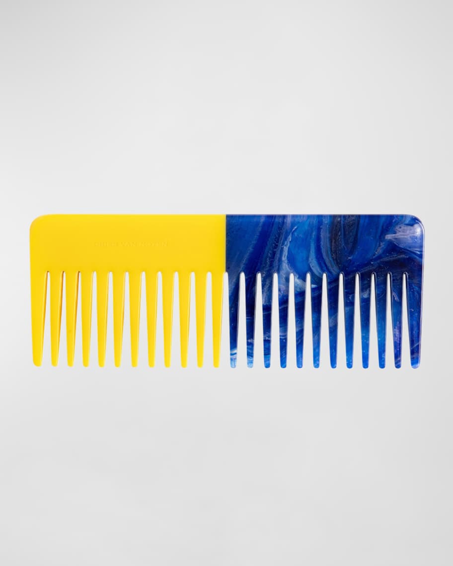 Dries Van Noten Blue and Yellow Wide-Tooth Comb | Neiman Marcus