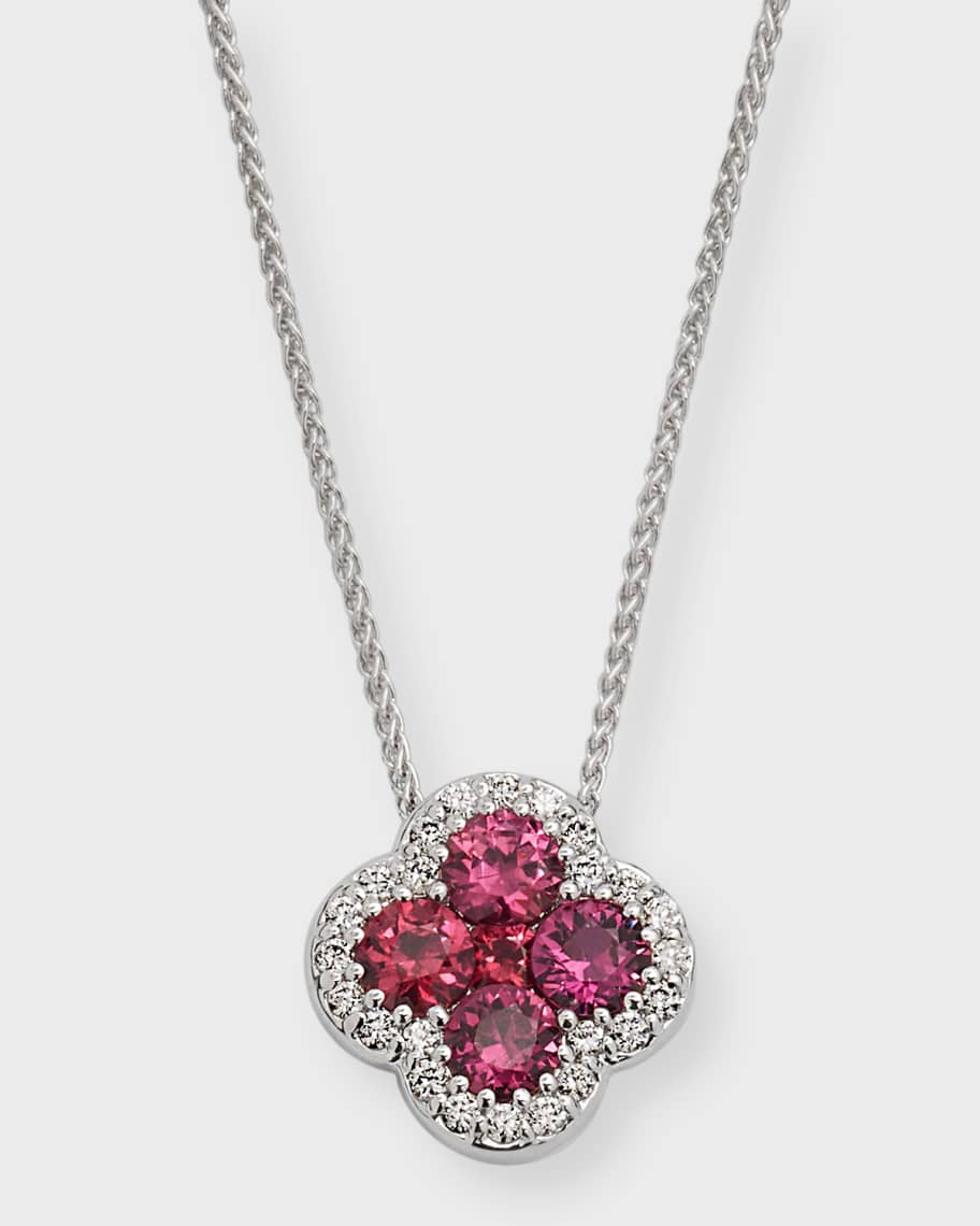 Neiman Marcus Diamonds 18k White Gold Diamond and Ruby Pendant Necklace ...