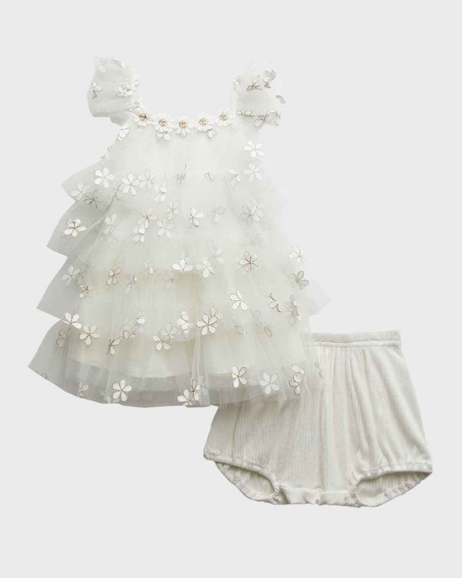 Petite Hailey Girl's Daisy-Print Tiered Dress, Size 3M-18M | Neiman Marcus