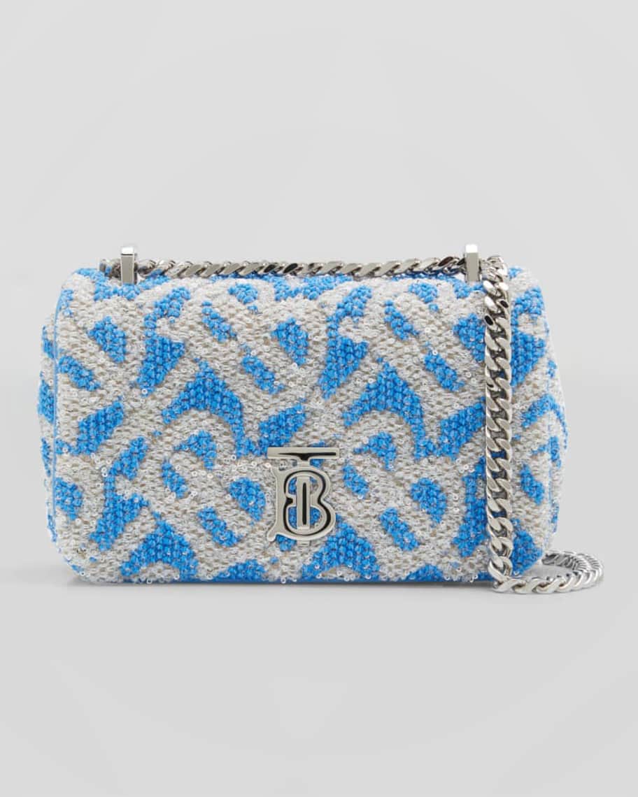 Burberry Lola TB Monogram Sequins Yarm Shoulder Bag | Neiman Marcus