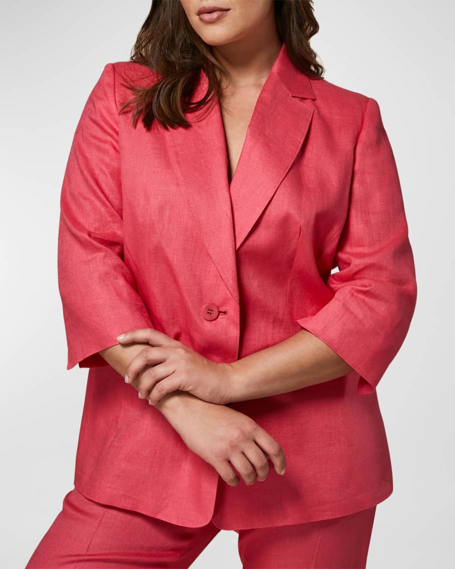 Marina Rinaldi Plus Size Caterina Single Breasted Linen Blazer Neiman