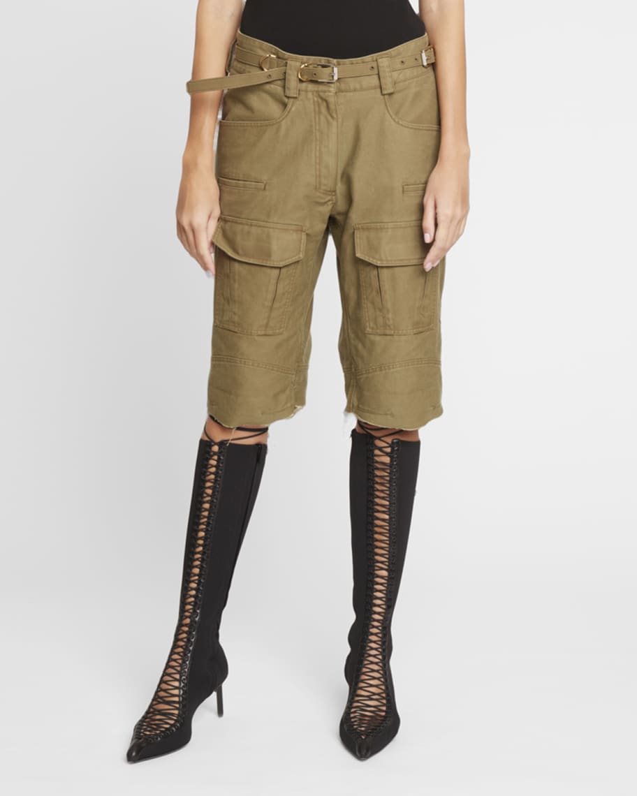 Givenchy Belted Cargo-Style Bermuda Shorts | Neiman Marcus