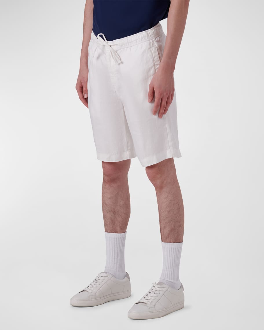 Bugatchi Men's Drawstring Linen Shorts | Neiman Marcus