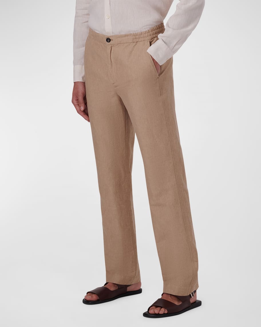 Bugatchi Men's Linen Button-Front Pants | Neiman Marcus