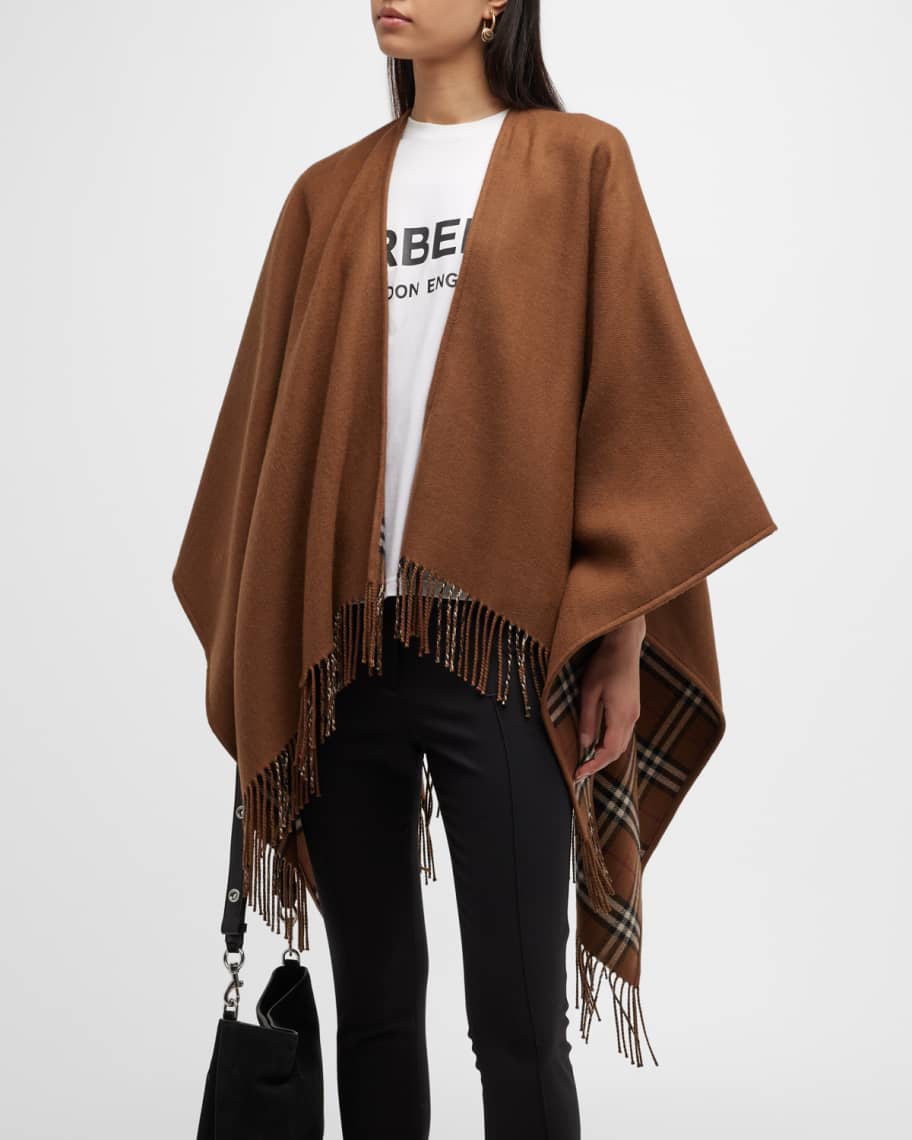 Burberry Reversible Check Wool Cape | Neiman Marcus