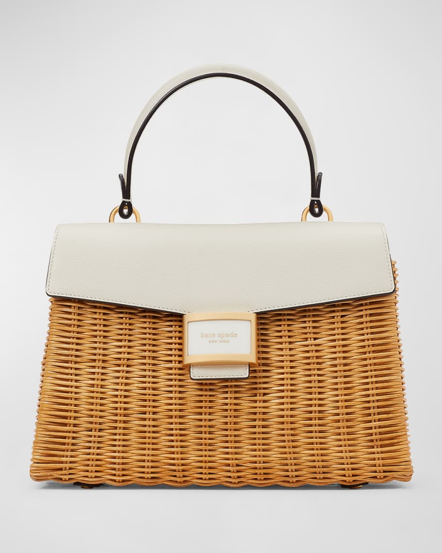 kate spade new york katy medium wicker top-handle bag | Neiman Marcus