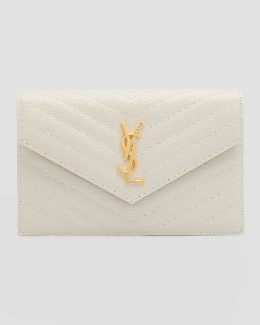 Saint Laurent YSL Monogram Small Wallet on Chain in Grained Leather ...