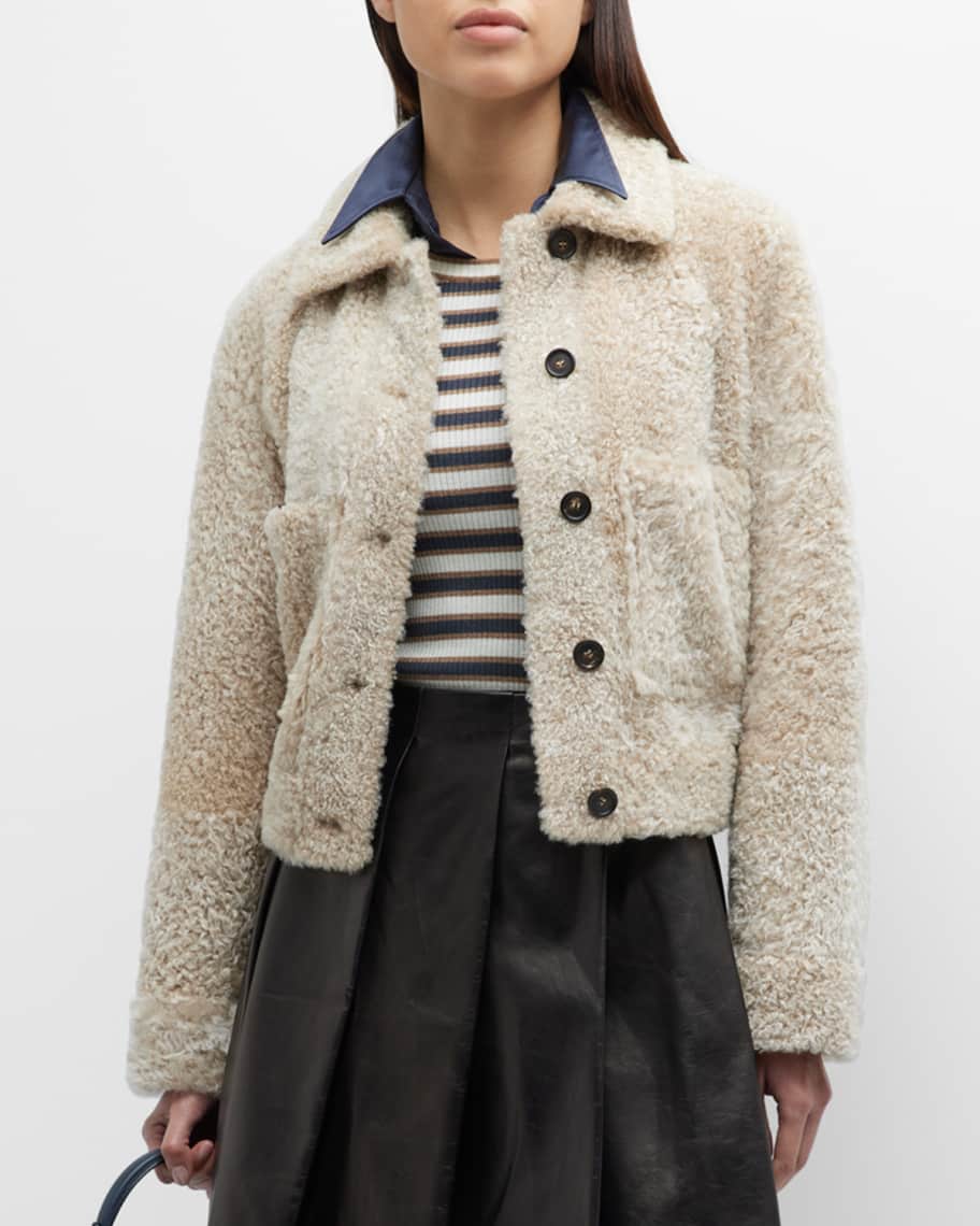 Brunello Cucinelli Suede to Shearling Reversible Short Jacket | Neiman ...