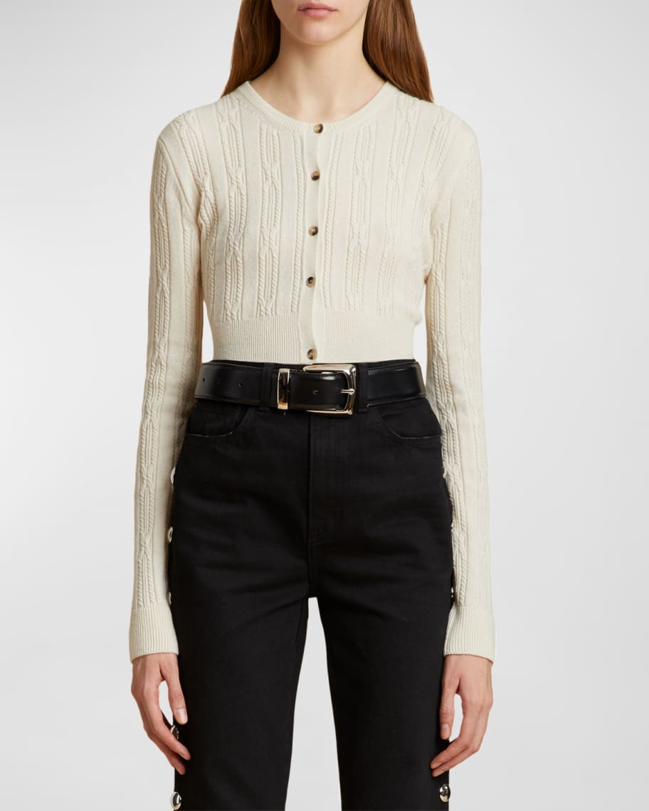 Khaite Alaska Cashmere Cable-Knit Cardigan | Neiman Marcus