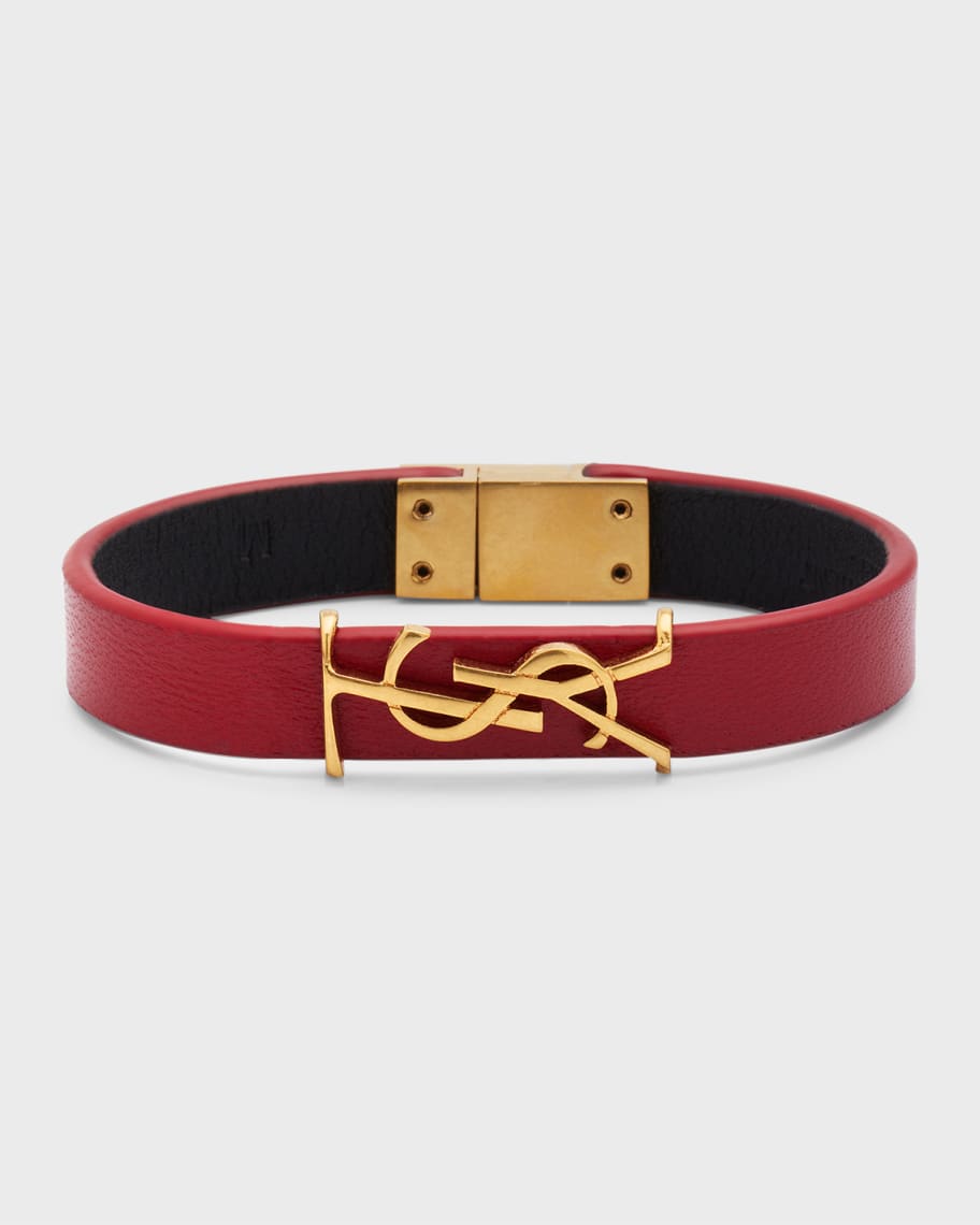 Saint Laurent Leather YSL Monogram Wrap Bracelet | Neiman Marcus
