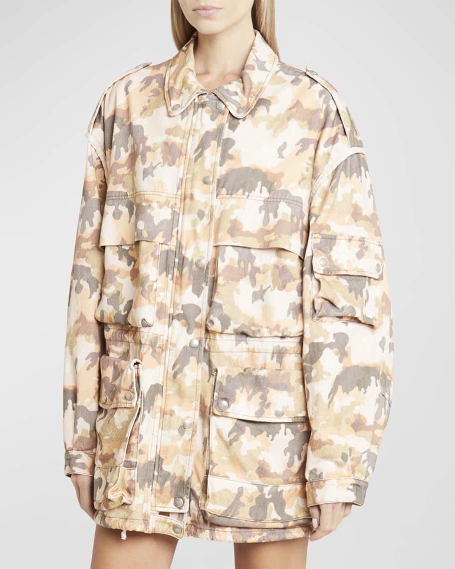 Isabel Marant Elize Camo Oversized Utility Jacket | Neiman Marcus
