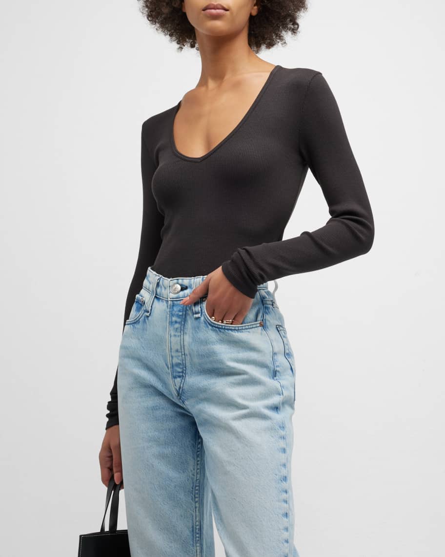 Rag & Bone The Essential Rib Vee Top | Neiman Marcus